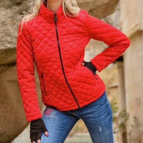 DOLCEZZA | Jackets & Coats | New Dolcezza Red Quilted Puffer Coat In ...